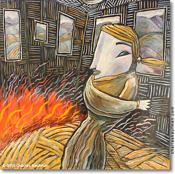 Figurative Art by Charles Kaufman -"Fire in my Room and Landscape ...